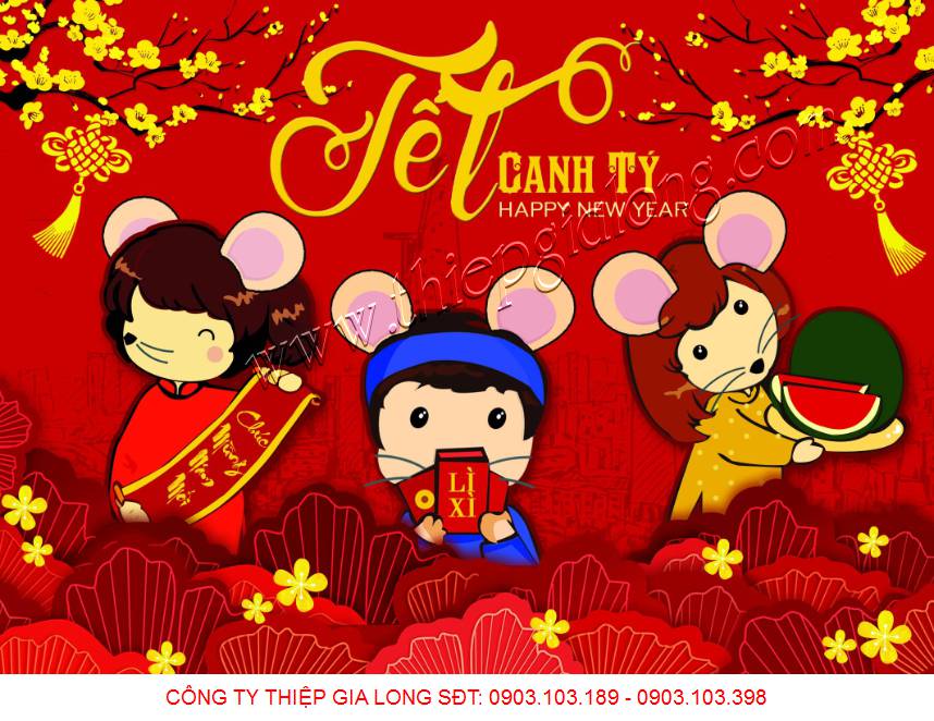 Thiệp Tết Canh Tý 2020 - Thịnh Vượng No Đủ